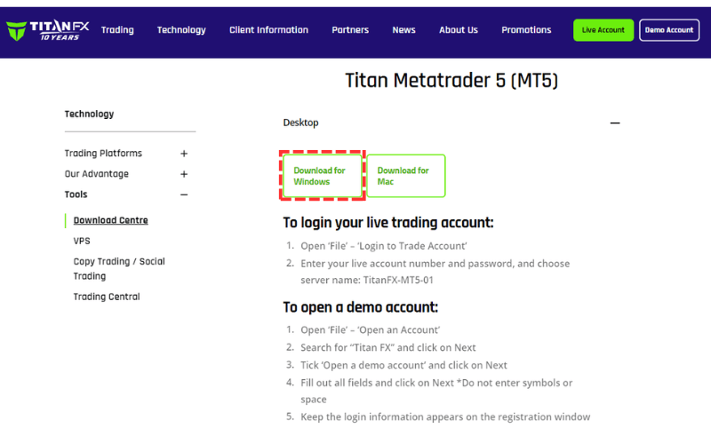 Installation and login method for MT5 (Windows version) | Titan FX ...