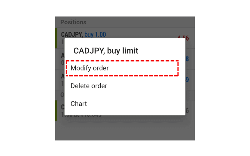 Modify/Cancel Orders on MT4 (Android) Trading Screen | Titan FX Research Hub
