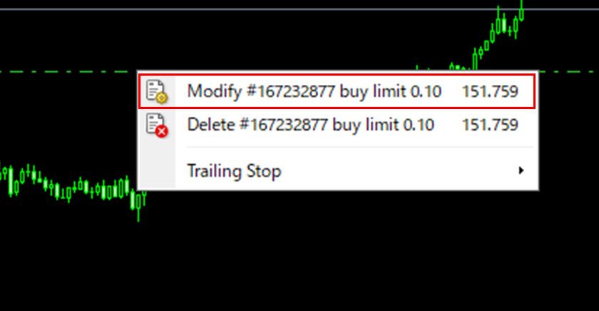 Guide to edit and cancel MT4 (Win) limit/stop orders. | Titan FX Research Hub