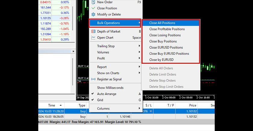 Closing Open Positions in MT5 (Windows) | Titan FX Research Hub