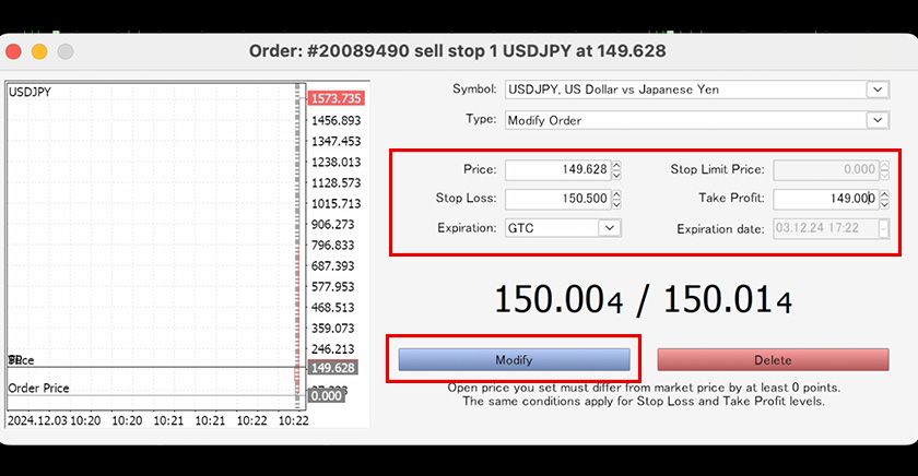 Modifying and Canceling Orders in MT5 (Mac) | Titan FX Research Hub